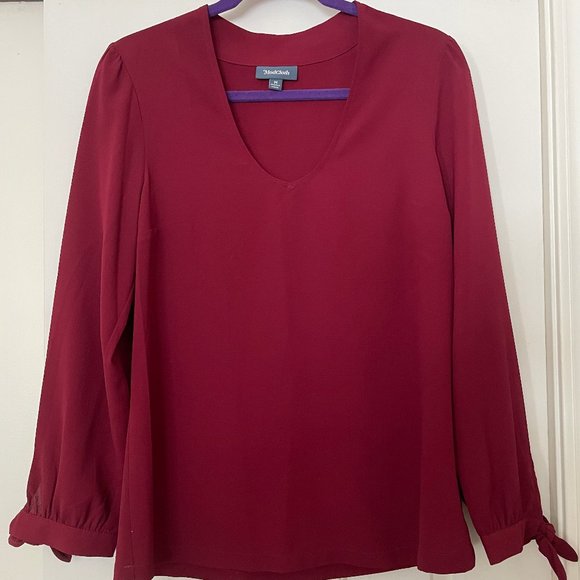 Modcloth | Tops | Like New Modcloth Burgandy Long Sleeve Bow Blouse ...